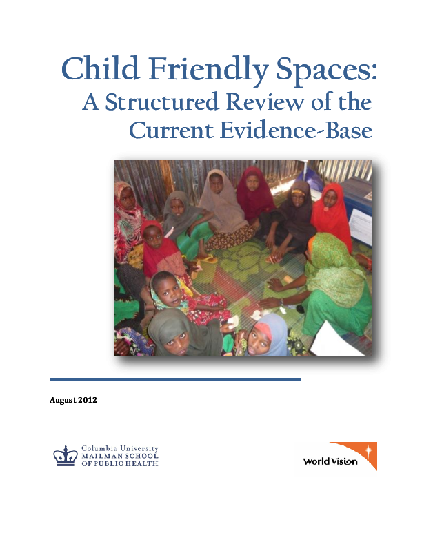 Child Friendly Spaces: A structured review of the current evidence base ...
